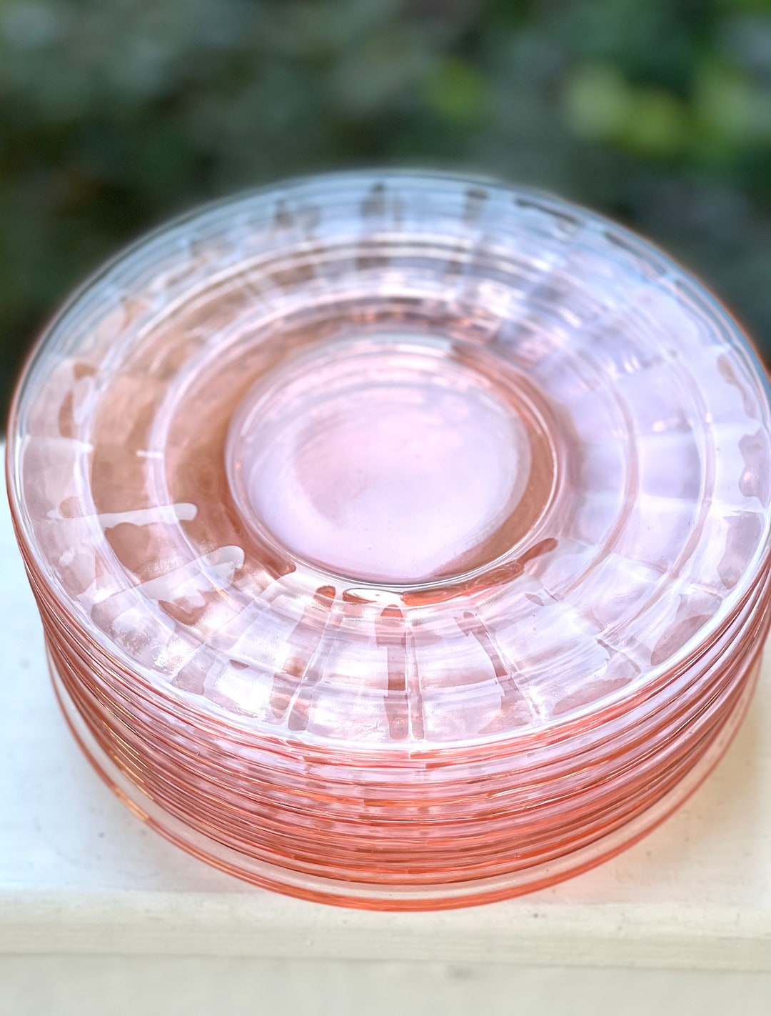 Anchor Hocking Block Optic Pink Bread and Butter Plates/dessert Plates ...