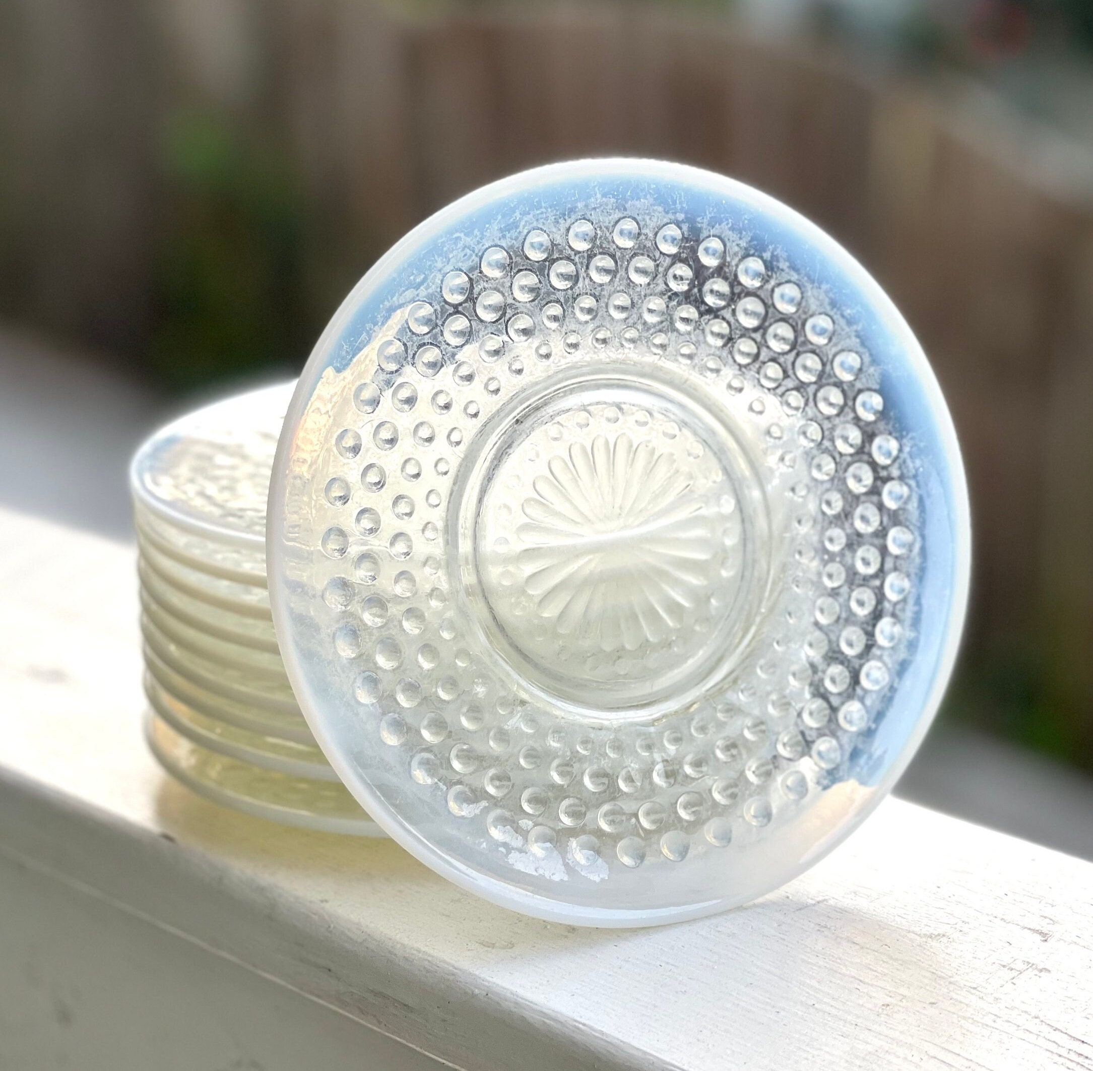 Anchor Hocking Moonstone Clear Opalescent Saucers/bread Plates ...