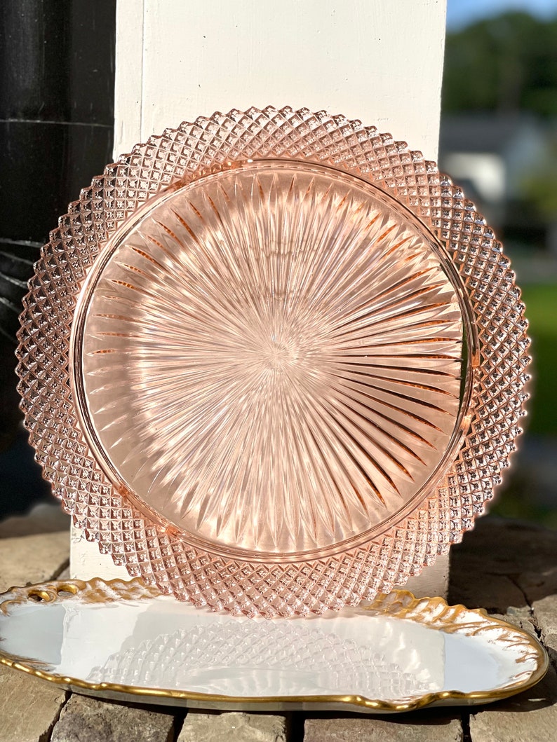 Anchor Hocking Miss America Pink Footed Cake Plate/pink Cake Plate ...