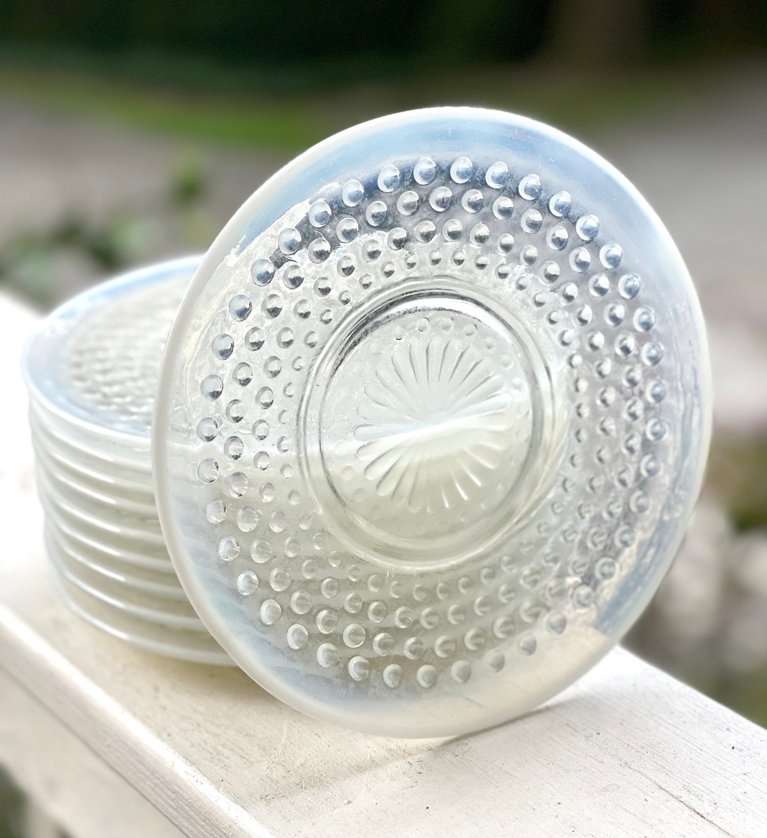 Anchor Hocking Moonstone Clear Opalescent Saucers/bread Plates ...