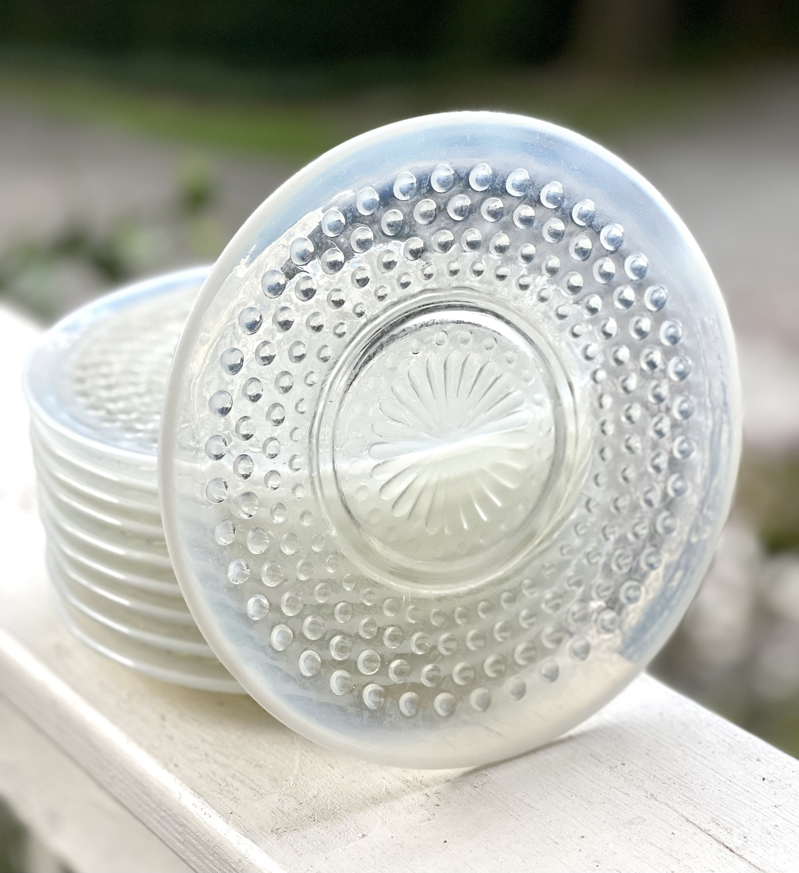 Anchor Hocking Moonstone Clear Opalescent Saucers/bread Plates ...