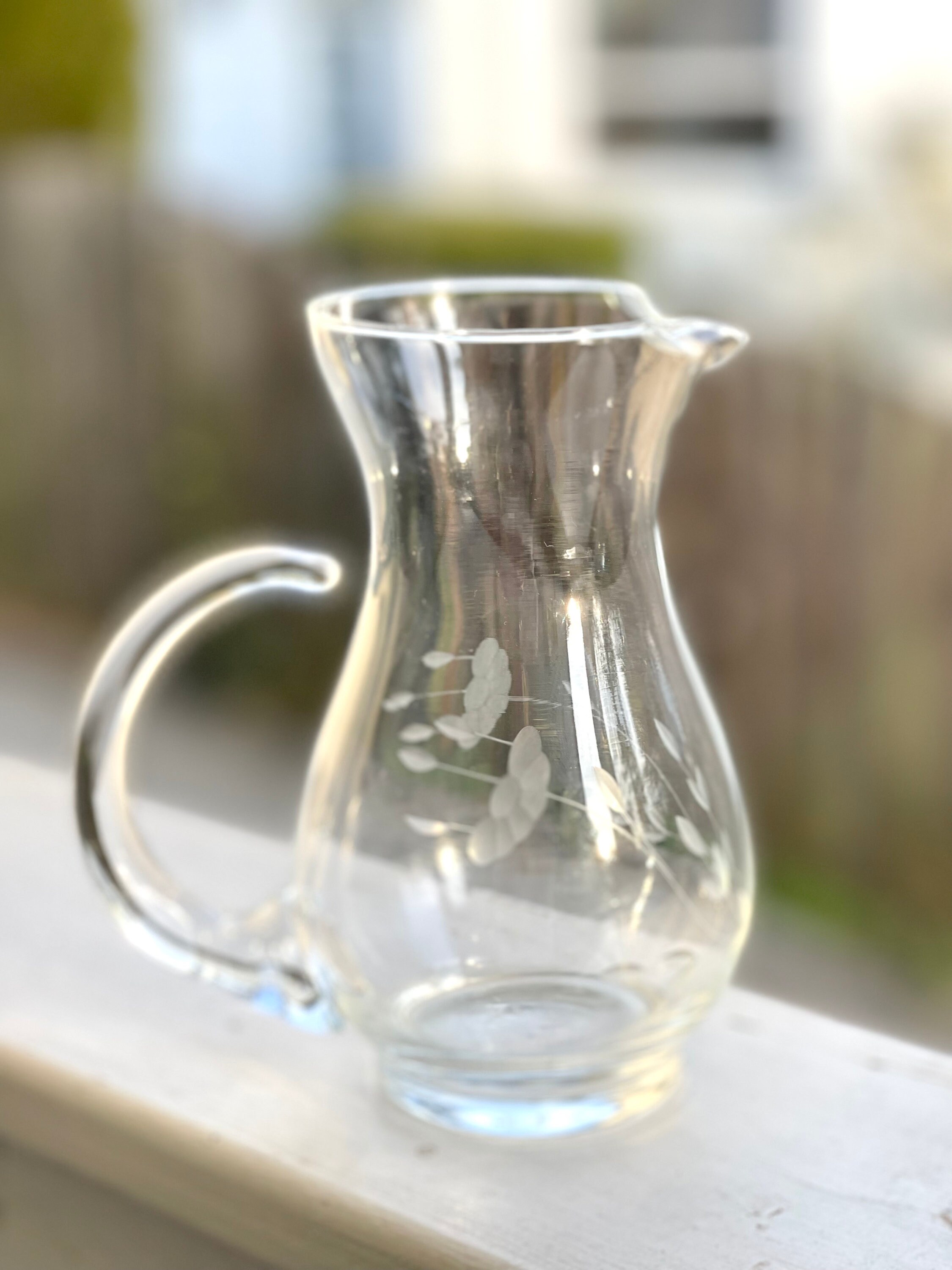 Princess House Heritage Pitcher/vintage Pitcher/clear Etched Pitcher ...