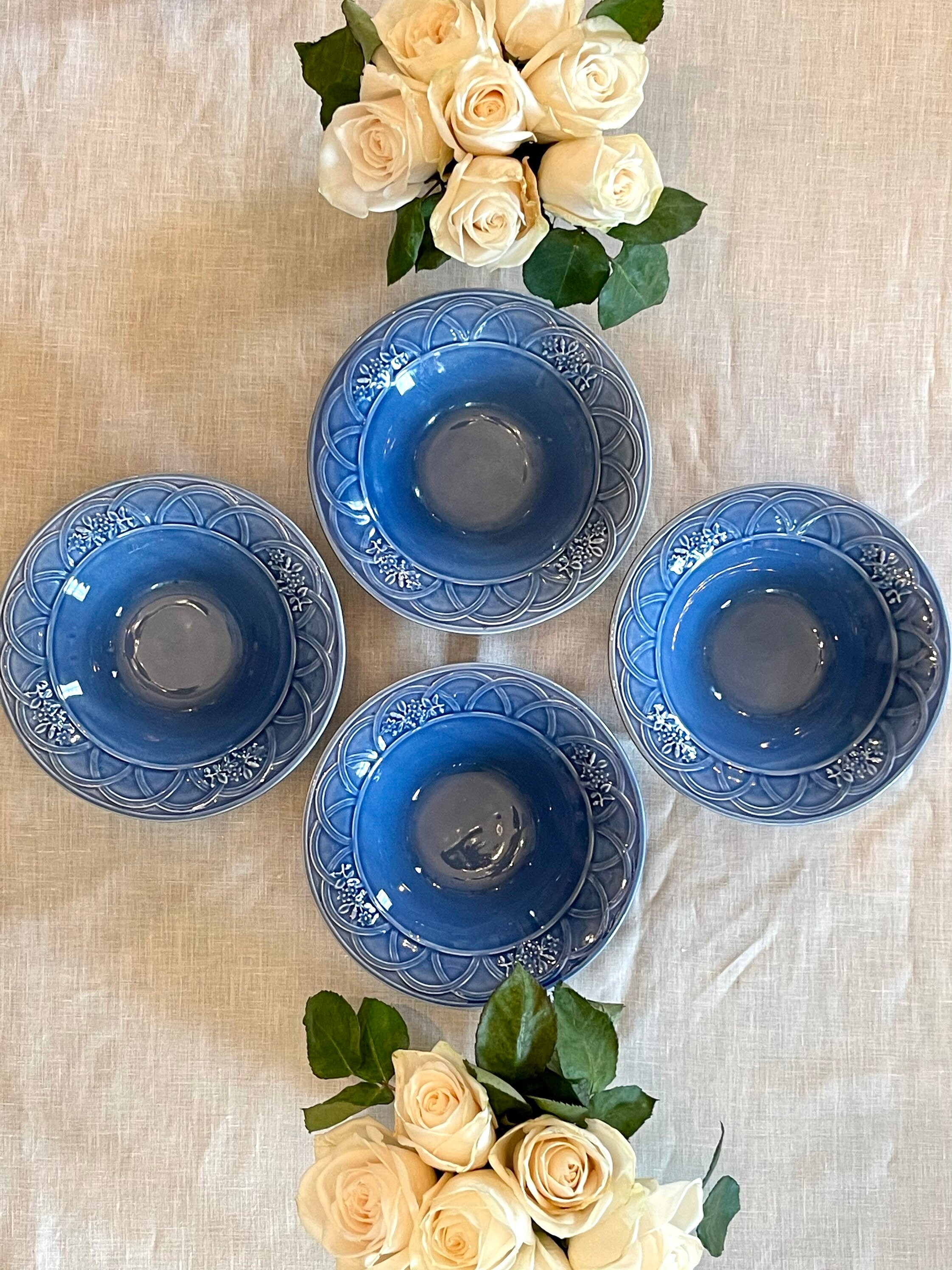 Vintage Bordallo Pinheiro BP127 Blue Coupe Cereal Bowls Made in ...