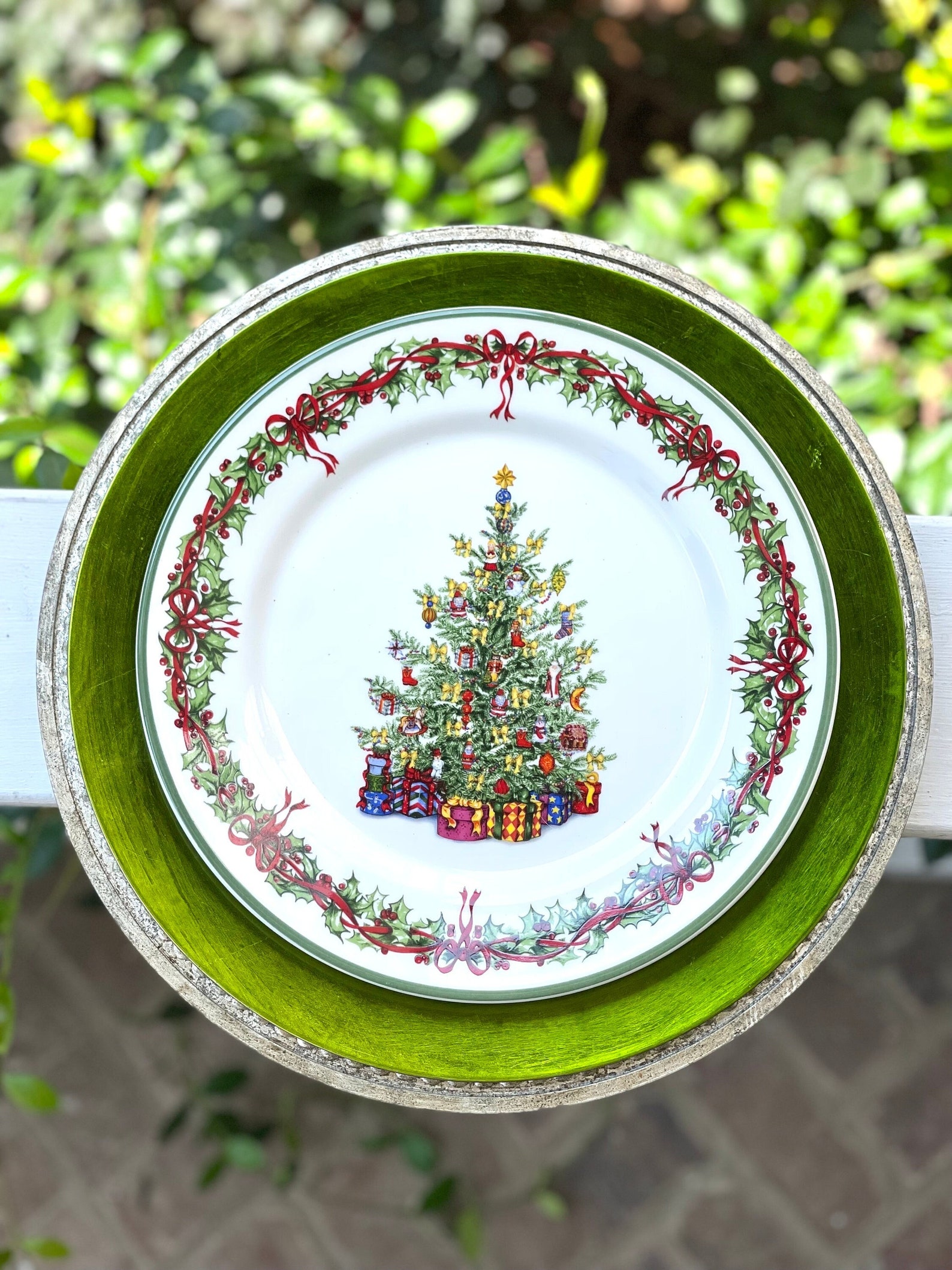 Christopher Radko Holiday Celebrations green Trim Dinner - Etsy