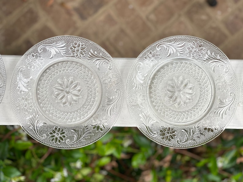Vintage Indiana Glass Sandwich Clear Luncheon Plates/clear Salad Plates ...