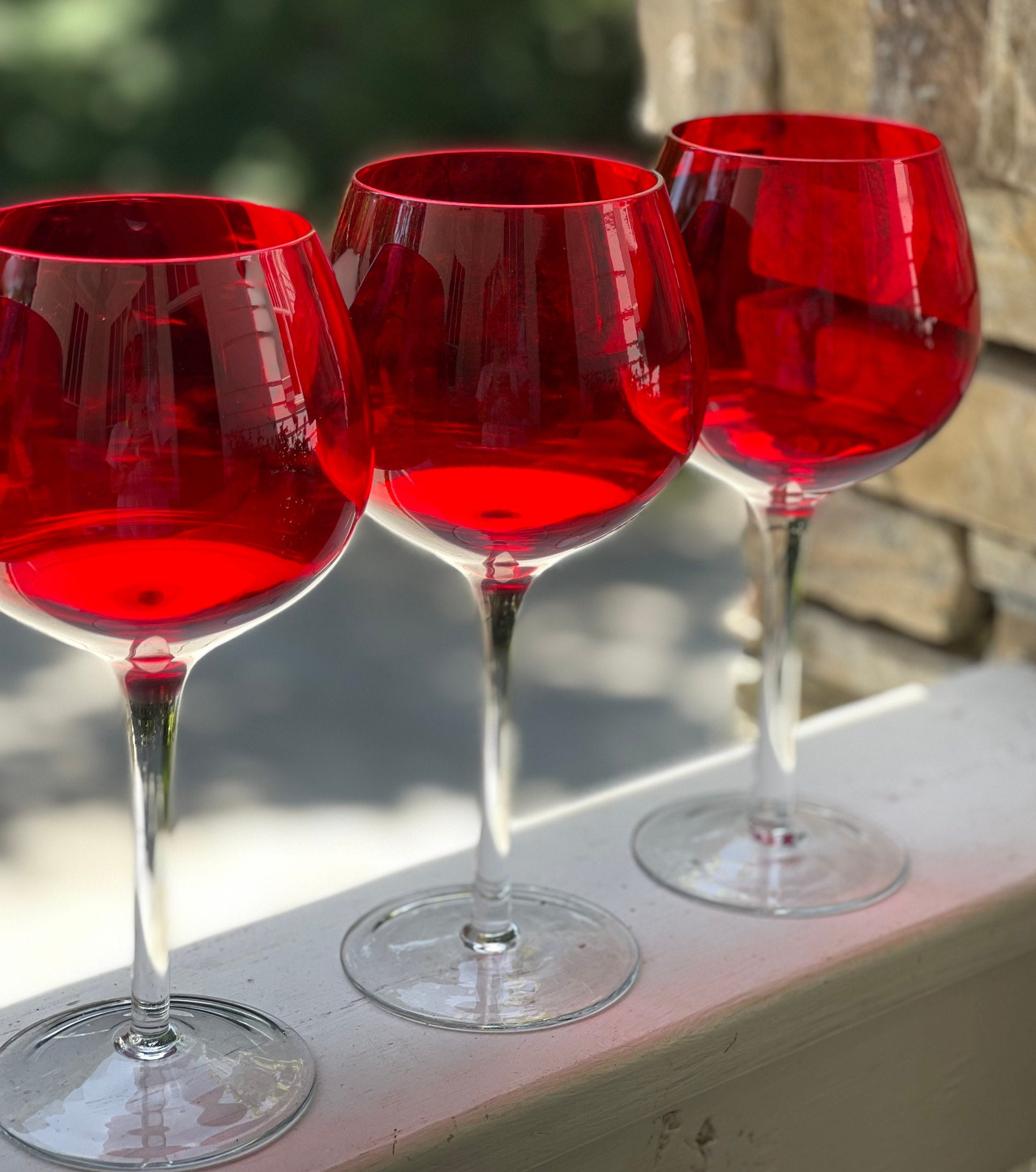 Set of 2 Red Balloon Wine Glasses/oversized Wine Glasses/christmas ...