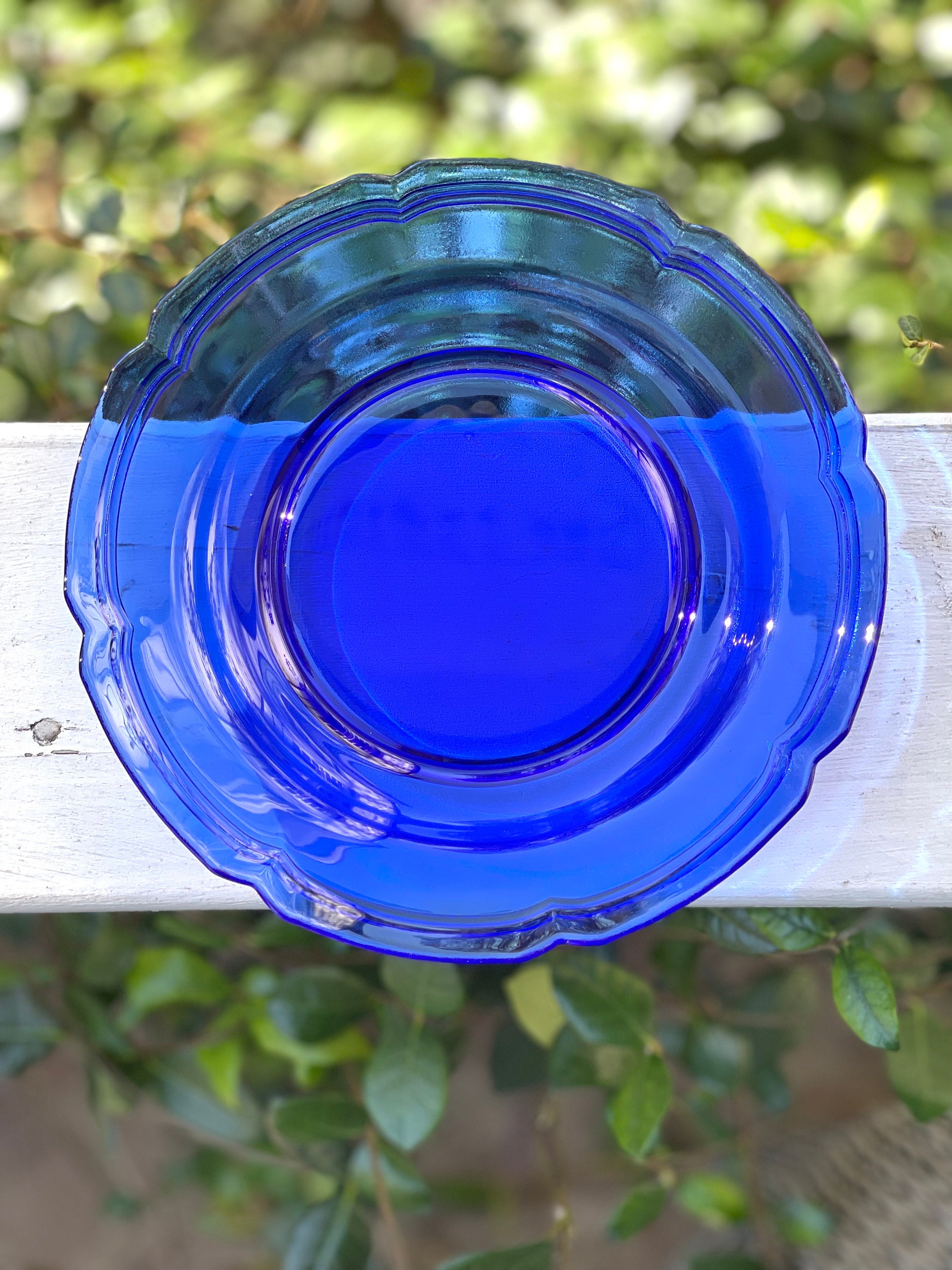 Cobalt Blue Glass Salad Platesluncheon Platesblue Glass Platescobalt Buffet Plates Set Of 2