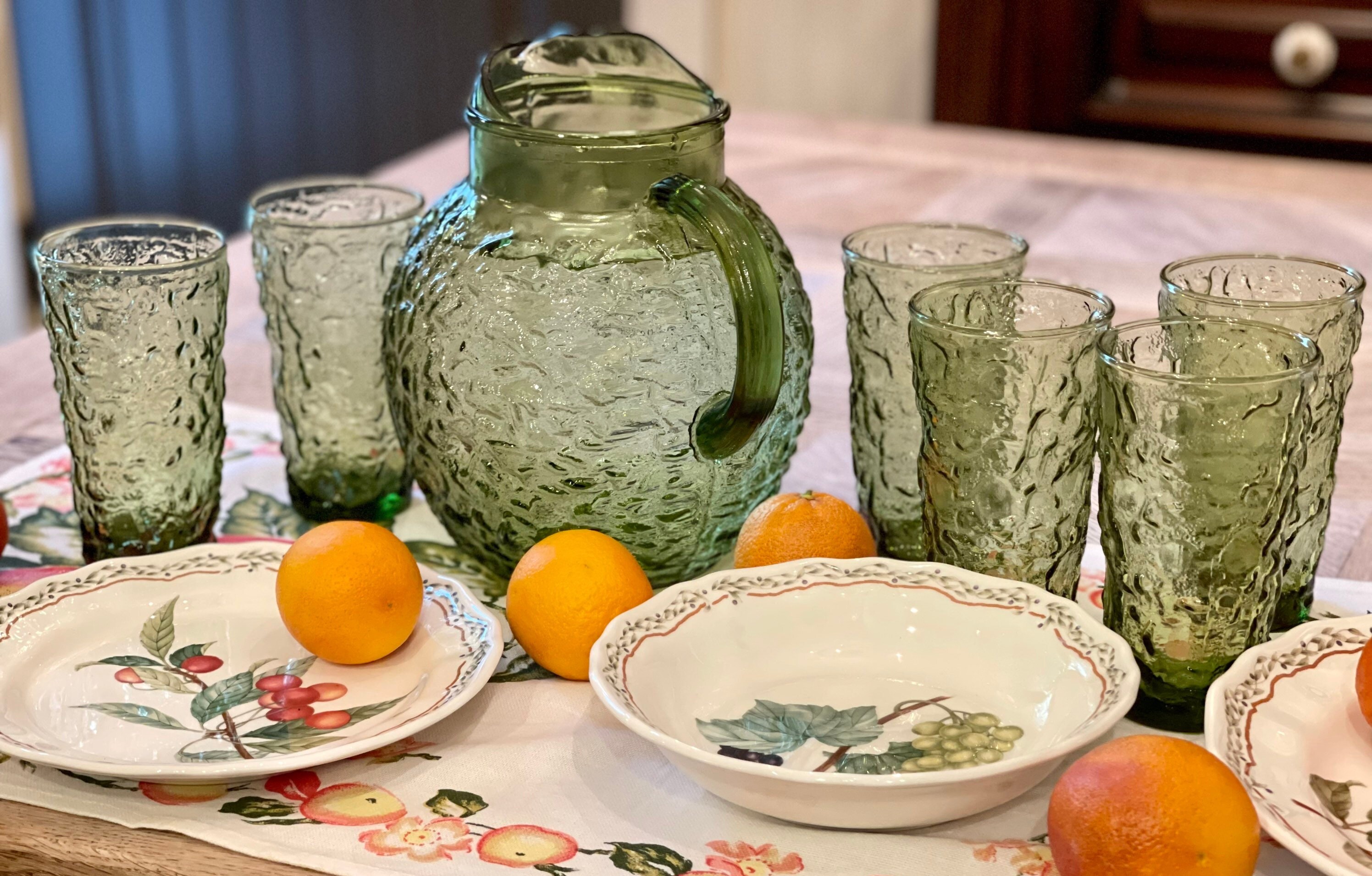 Vintage Anchor Hocking Milano Green lido Pitcher-milano - Etsy