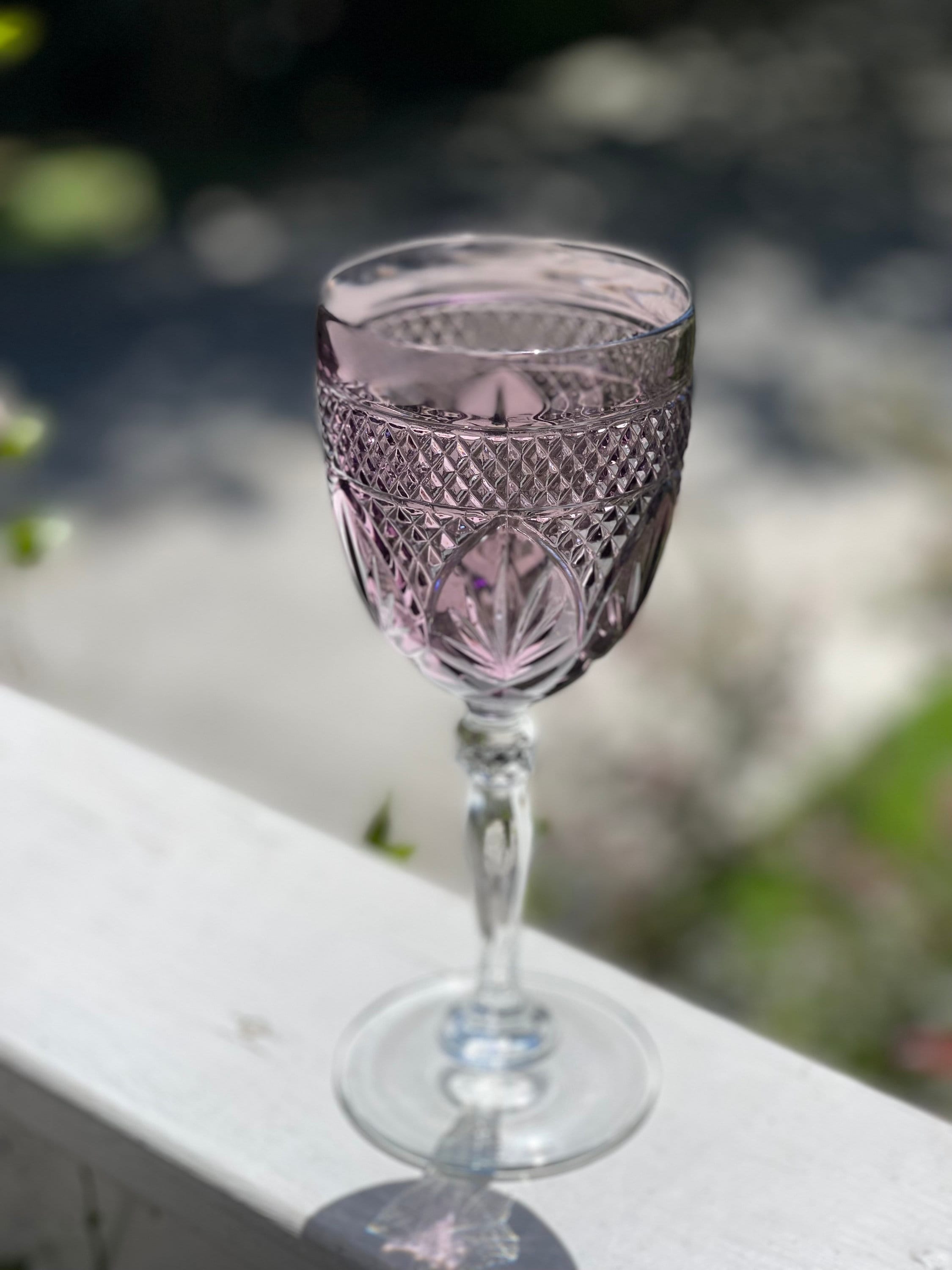 Cristal D'arques-durand Antique Amethyst Water Goblets/purple Wine ...