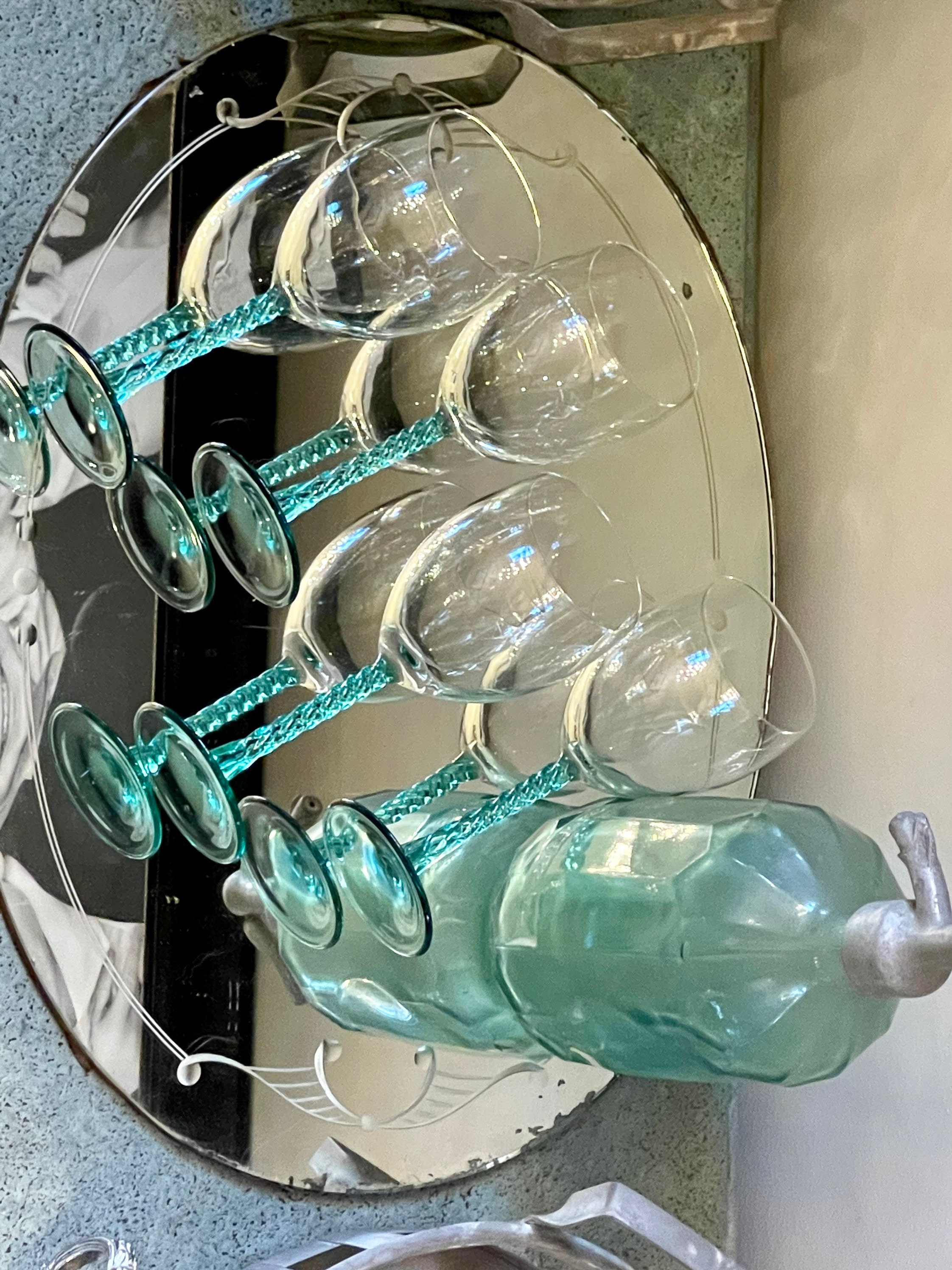 Cristal Darques-durand Angelique Aqua Wine Glasses/aqua Stem Wine Glass ...