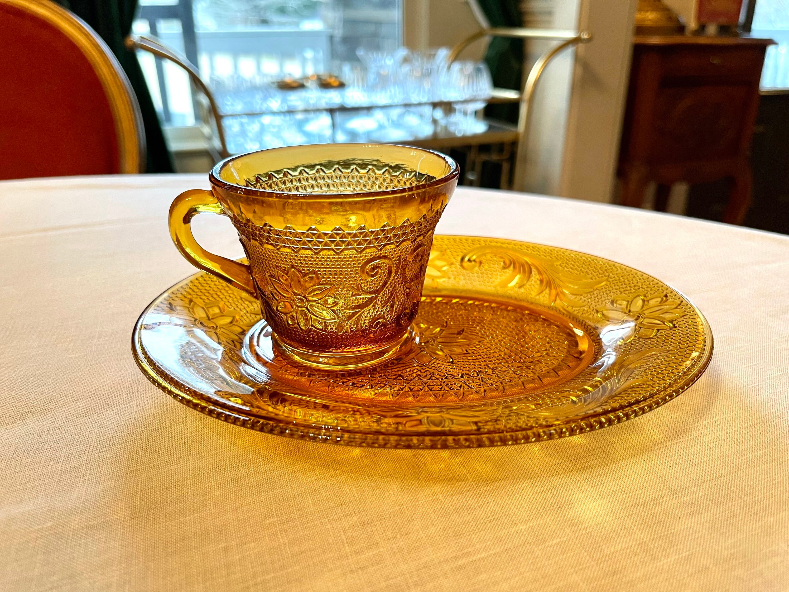 Beautiful Vintage Tiara Sandwich Amber Snack Tray Set set - Etsy