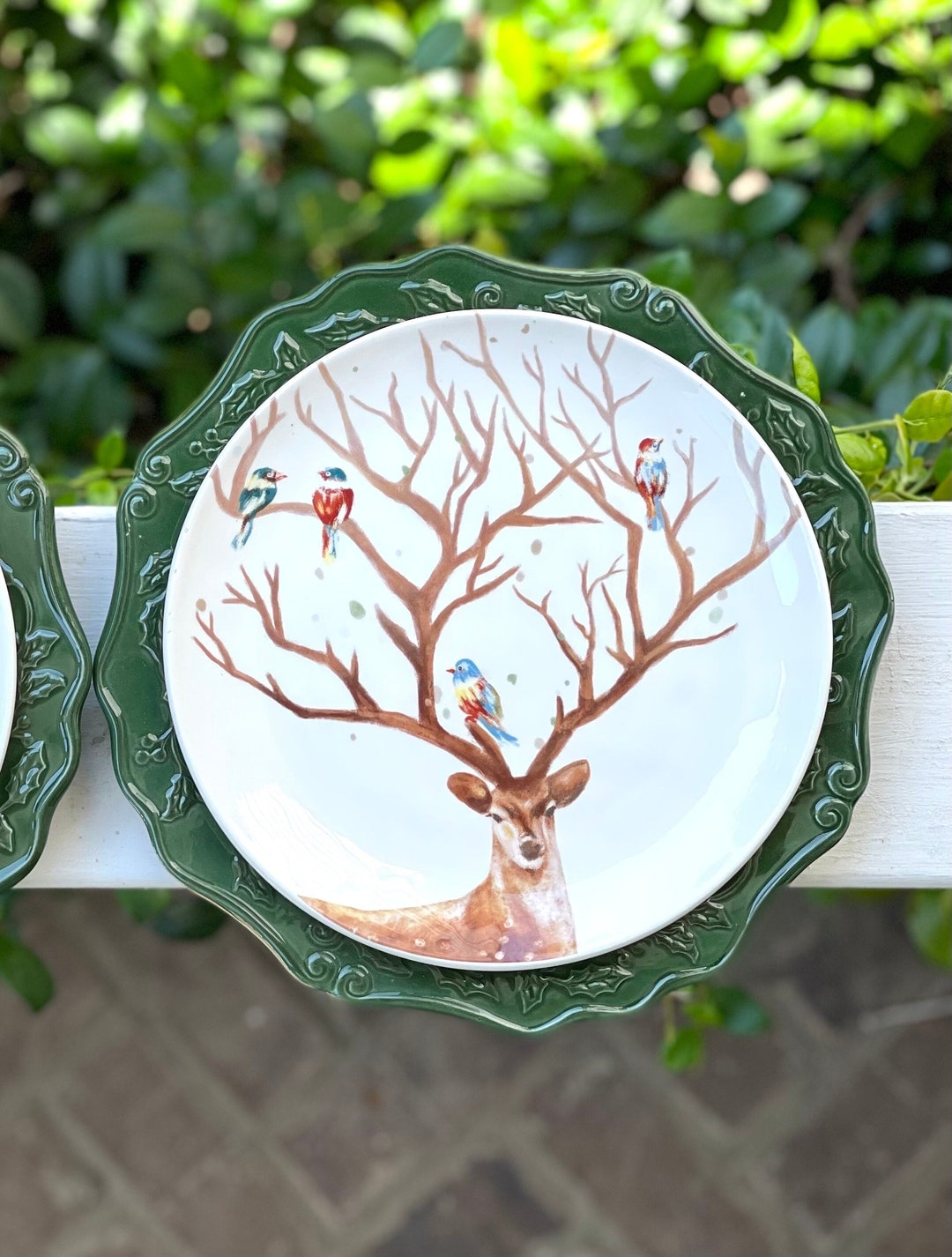 Last Set of 2 Pier 1 Alexander the Deer Salad Plates/christmas Plates ...
