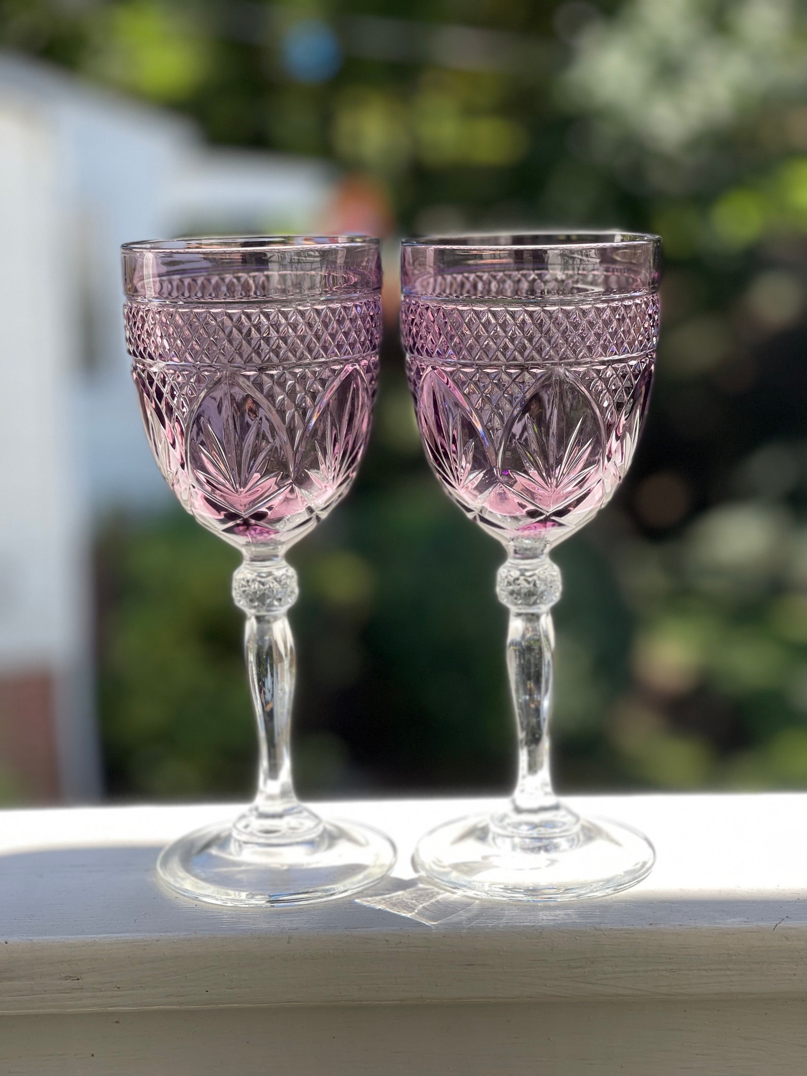 Cristal D'arques-durand Antique Amethyst Water Goblets/purple Wine ...