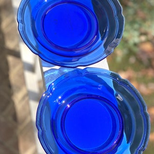 Cobalt Blue Glass Salad Plates/luncheon Plates/blue Glass Plates/cobalt ...