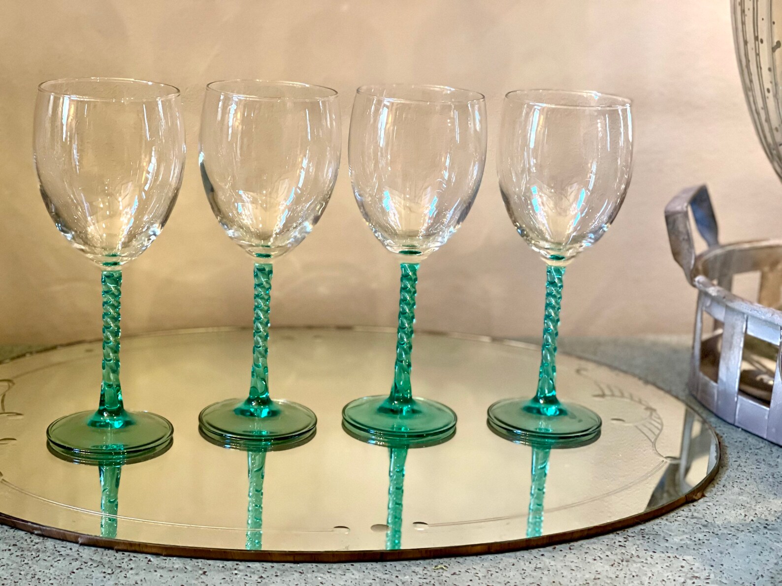 Cristal Darques-durand Angelique Aqua Wine Glasses/aqua Stem Wine Glass ...