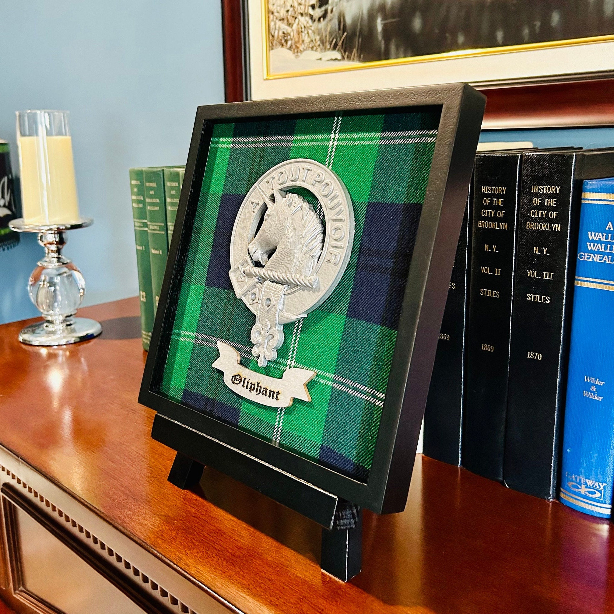 Oliphant / Olyphant Framed Scottish Clan Tartan Badge Crest - Etsy