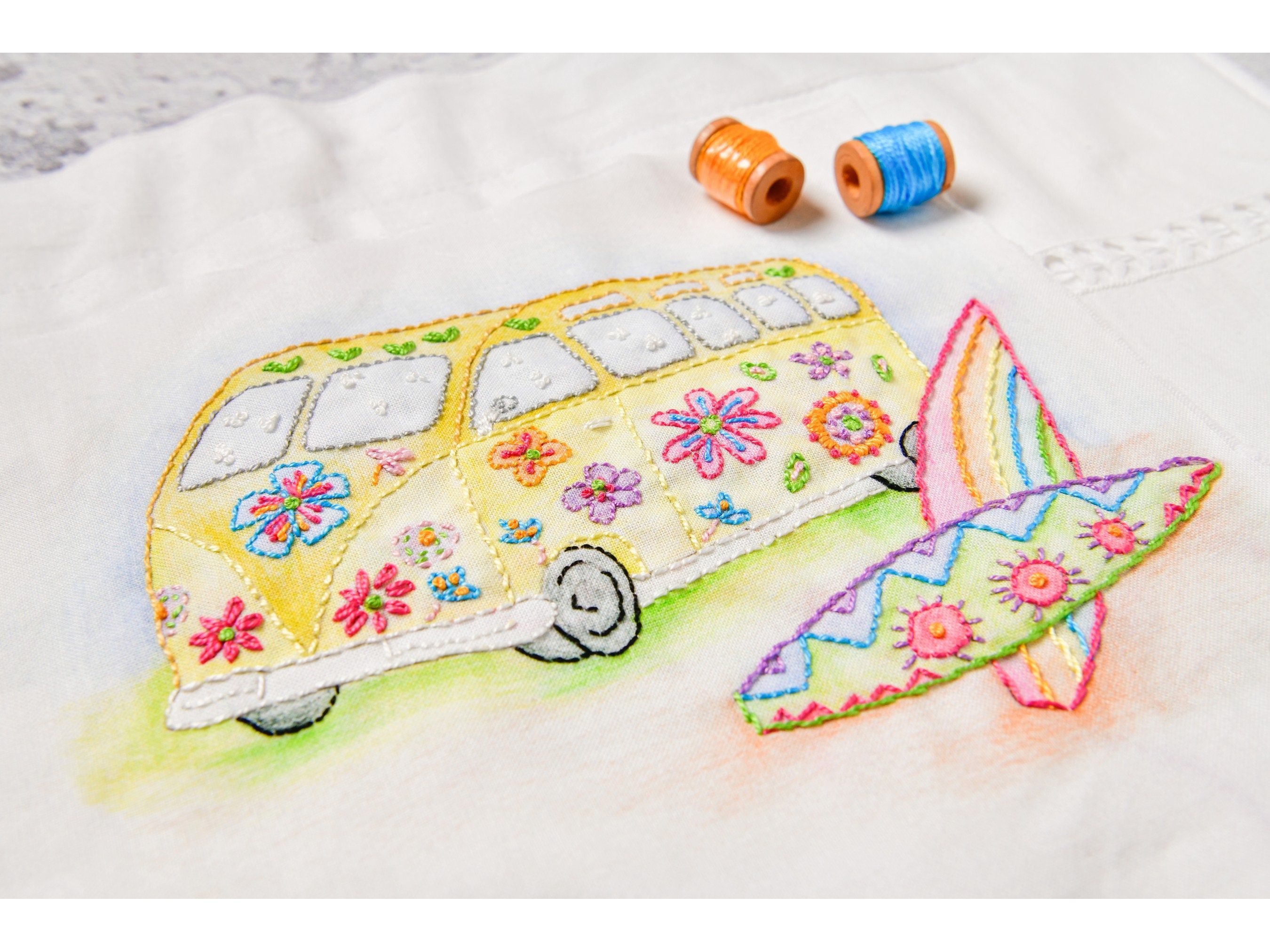 Full Embroidery Kit With Flowers Beach Theme Embroidery - Etsy