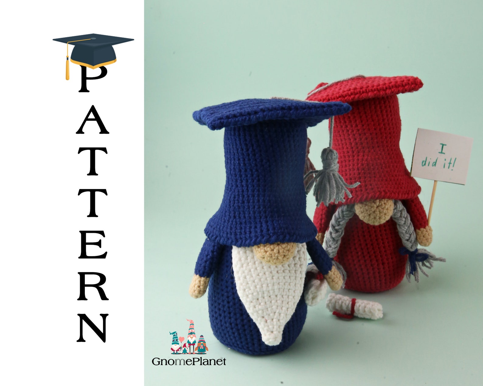 Crochet Gnome Graduation Gnome Pattern Amigurumi Graduate - Etsy