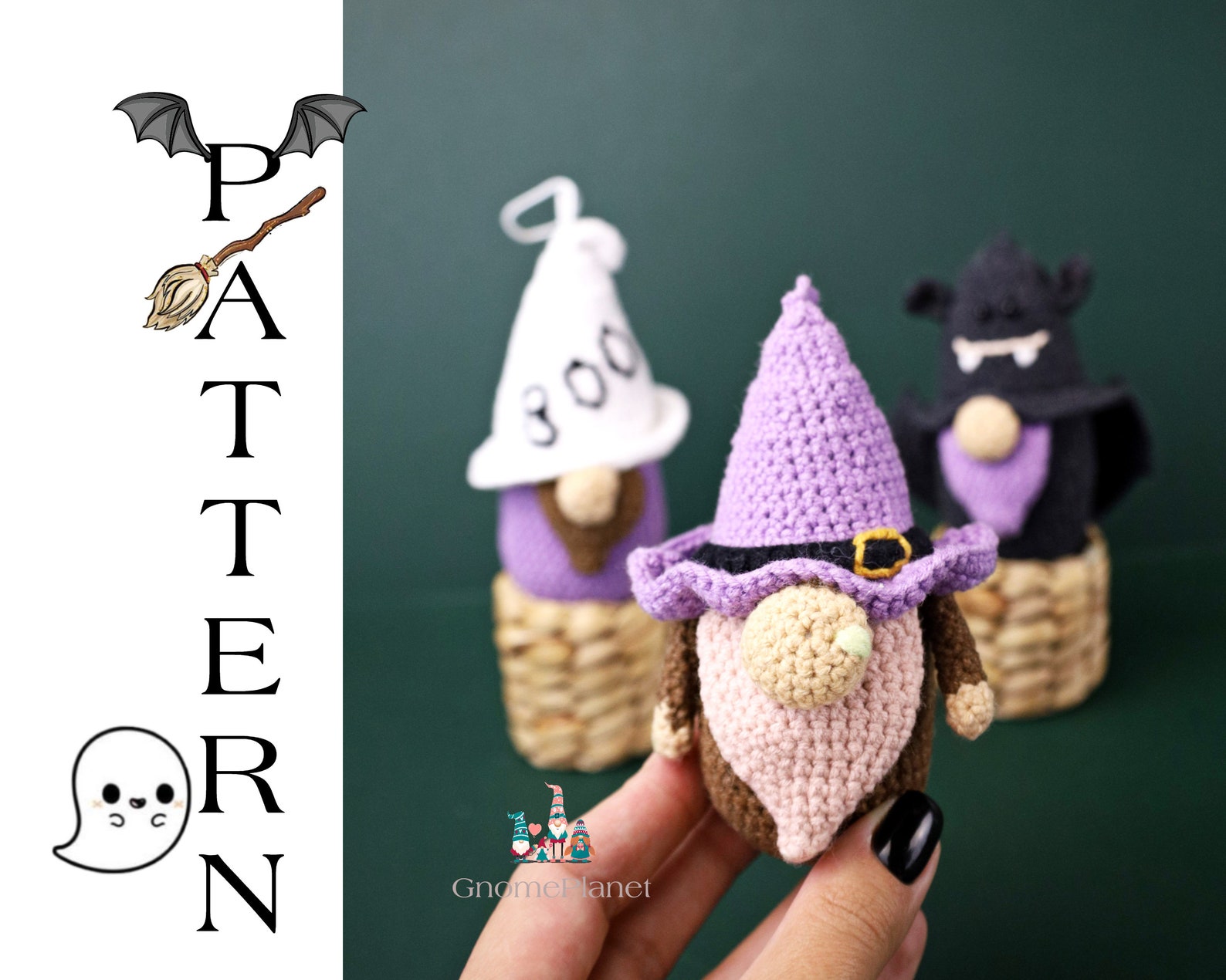 Crochet Halloween Keychain Gnome Pattern 3 in 1 Amigurumi - Etsy