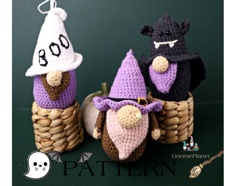 Crochet Halloween Keychain Gnome Pattern 3 in 1 Amigurumi - Etsy