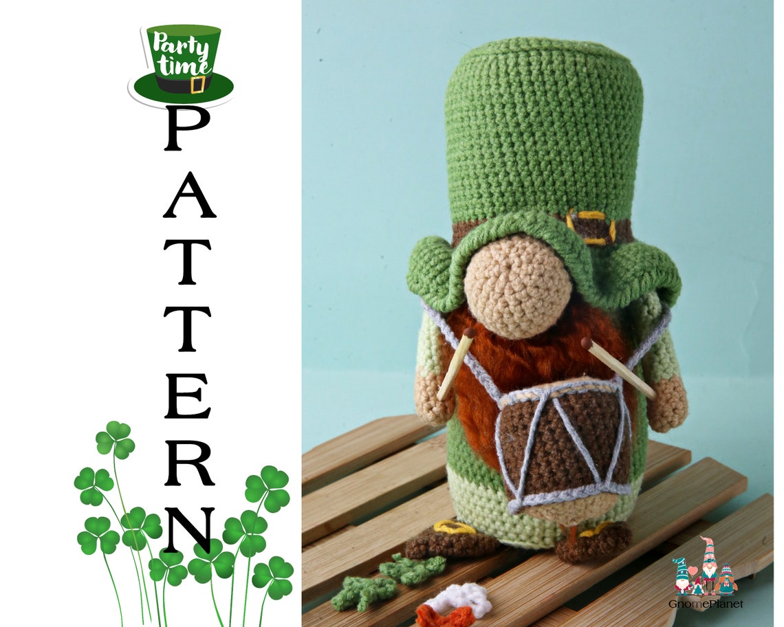 Crochet Drummer Gnome Pattern St. Patrick's Day - Etsy