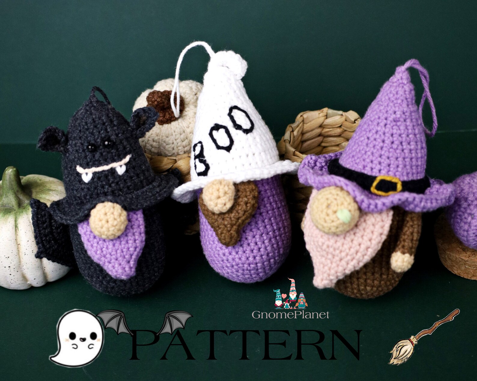 Crochet Halloween Keychain Gnome Pattern 3 in 1 Amigurumi - Etsy