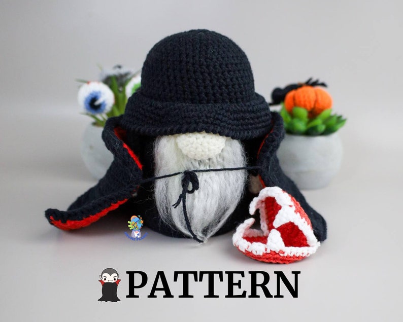 Crochet Vampire Gnome Pattern, Amigurumi Halloween Tutorial (PDF ...