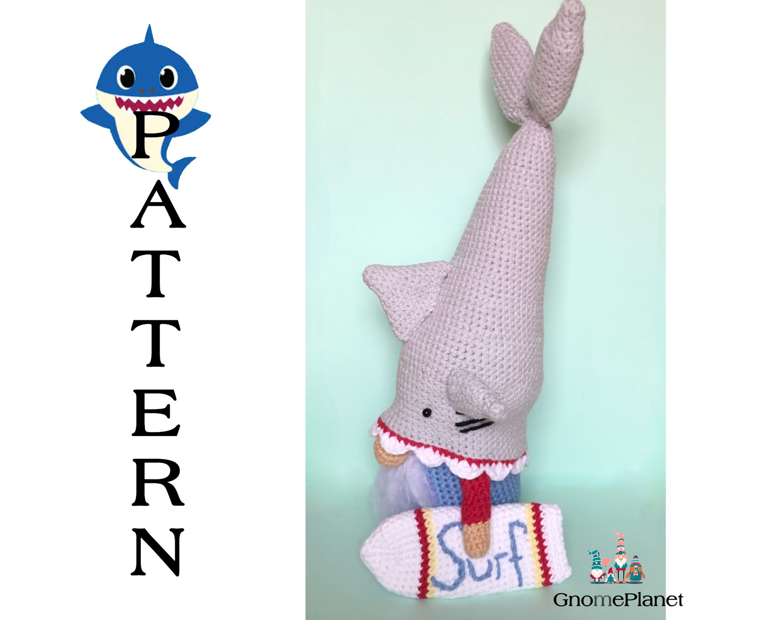 Crochet Shark Gnome Pattern Crochet Surfer Gnome Amigurumi - Etsy