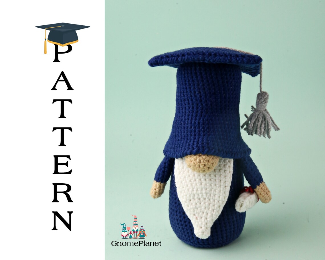 Crochet Gnome Graduation Gnome Pattern Amigurumi Graduate - Etsy