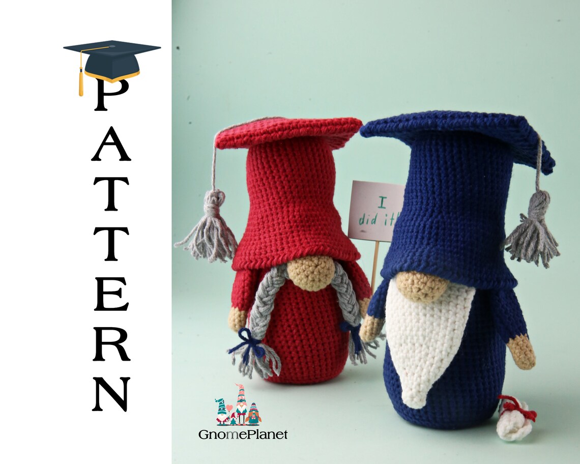 Crochet Gnome Graduation Gnome Pattern Amigurumi Graduate - Etsy