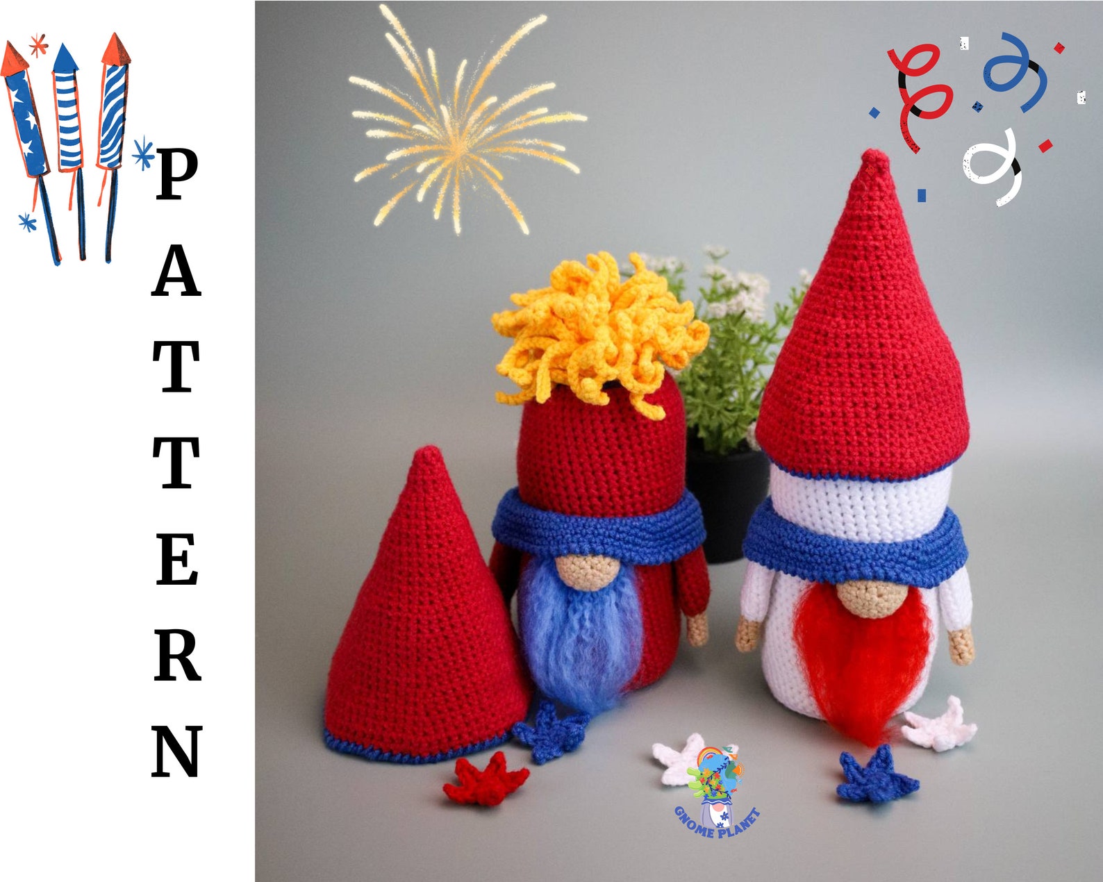 Crochet Firework Gnome Pattern, Amigurumi Fireworks Pattern - Etsy
