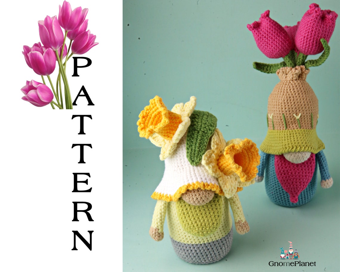 Crochet Flower Gnome Set 5 in 1 Patterns Amigurumi | Etsy