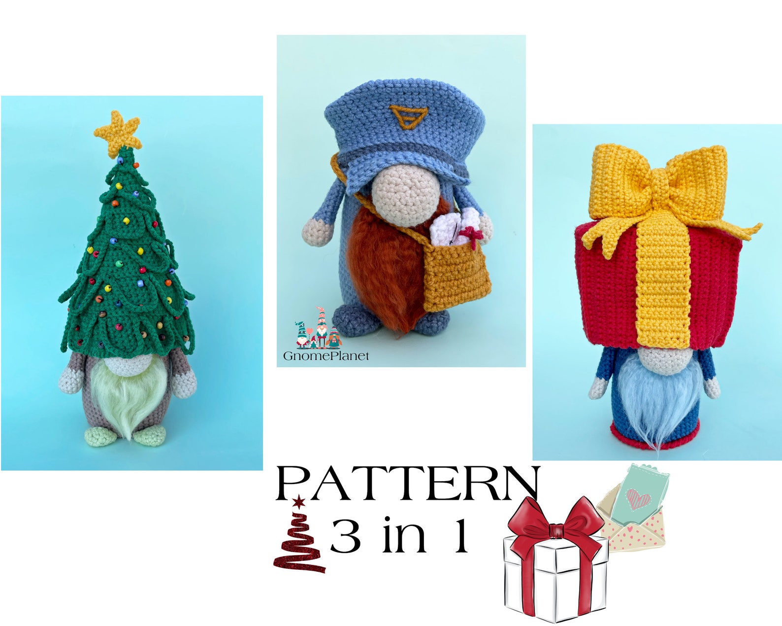 Crochet Mailman Gnome Pattern, Mail Gnome Amigurumi Pattern, Christmas ...