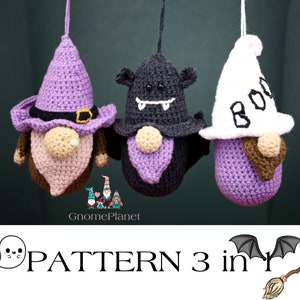 Crochet Halloween Keychain Gnome Pattern 3 in 1, Amigurumi Halloween ...