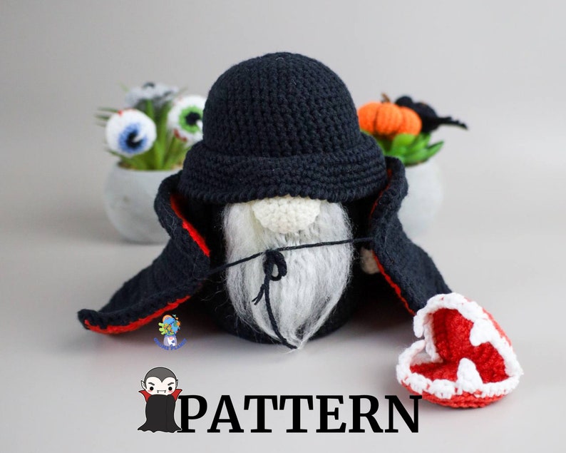 Crochet Vampire Gnome Pattern, Amigurumi Halloween Tutorial (PDF ...