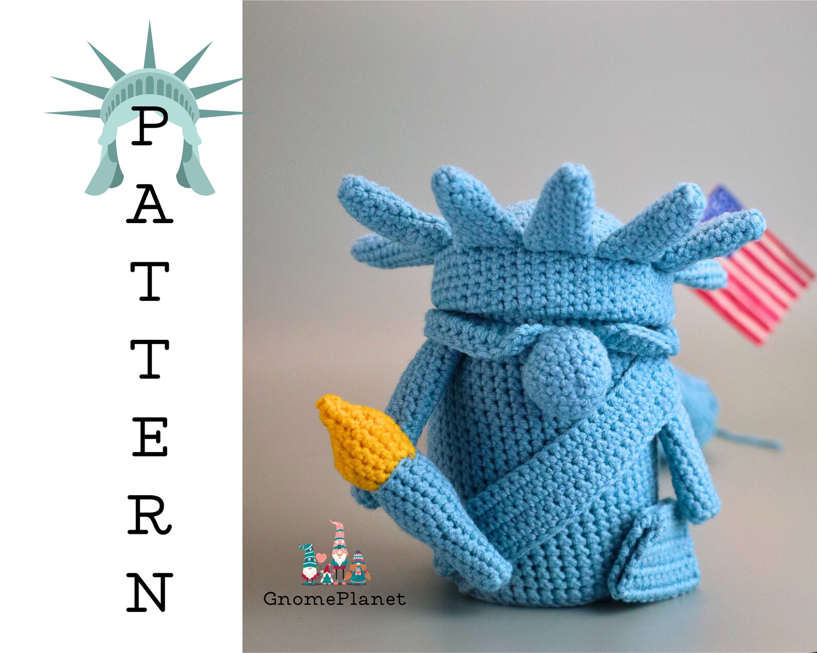 Crochet Statue of Liberty Gnome Pattern, 4th of July Gnome - Etsy