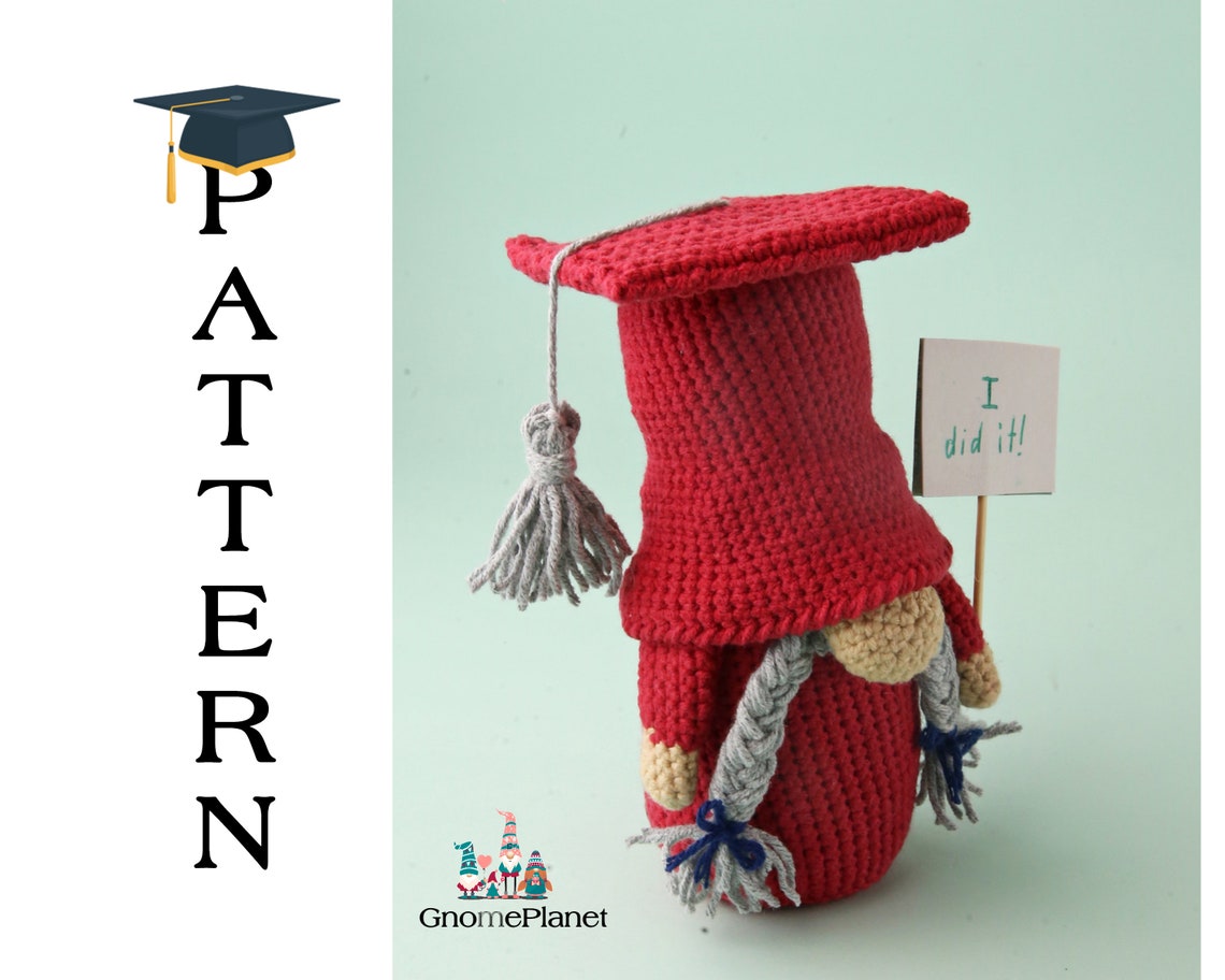 Crochet Gnome Graduation Gnome Pattern Amigurumi Graduate - Etsy