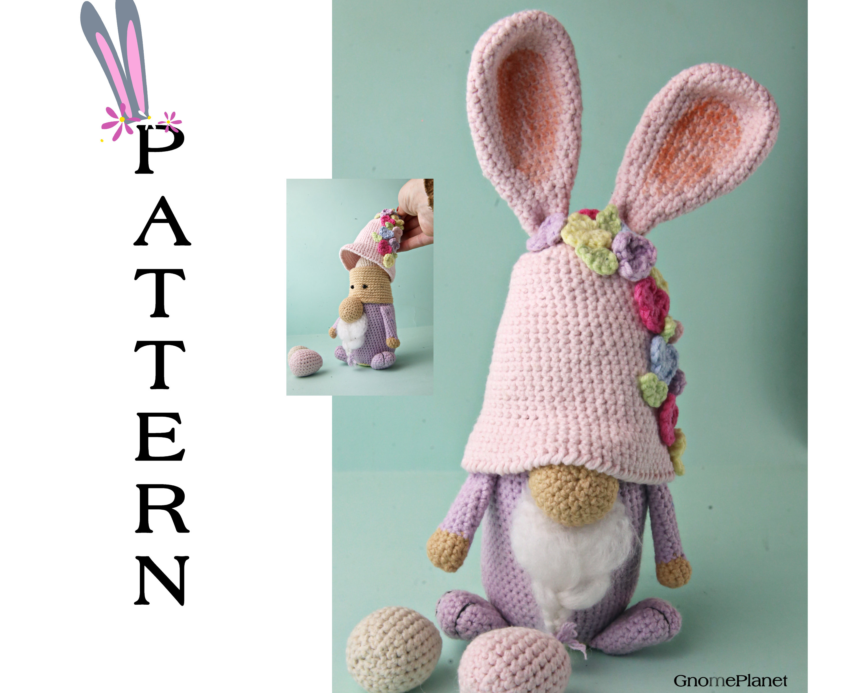 Crochet Bunny Gnome Pattern Crochet Easter Egg Holder Gnome | Etsy