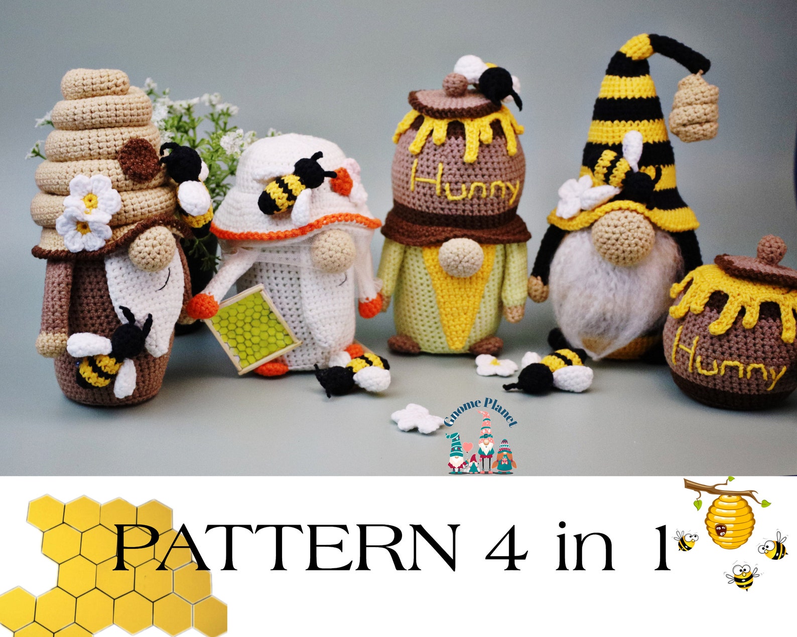 Crochet Garden Gnome Pattern Set 4 in 1, Amigurumi Garden Gnomes - Etsy