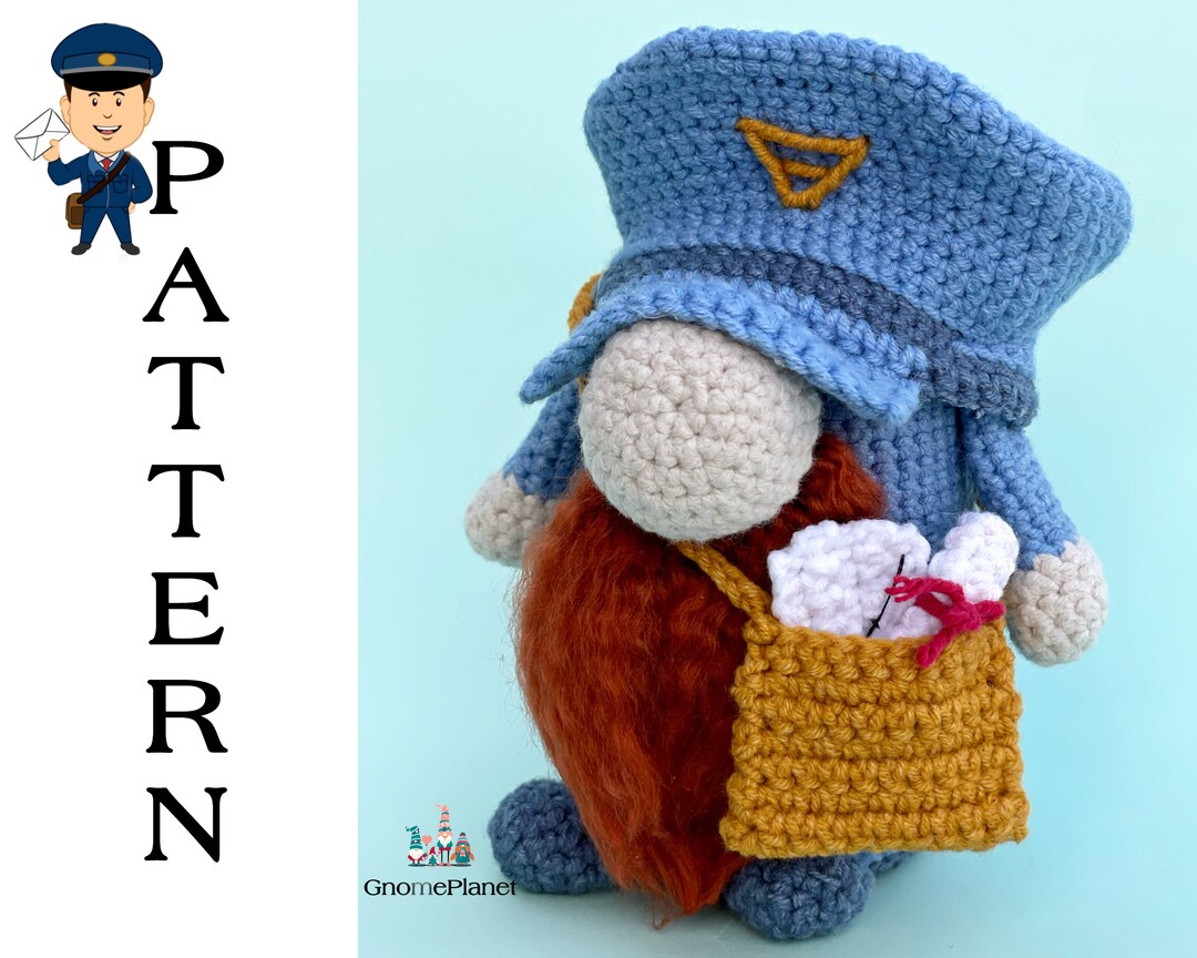 Crochet Mailman Gnome Pattern, Amigurumi Letter Carrier Tutorial (PDF ...