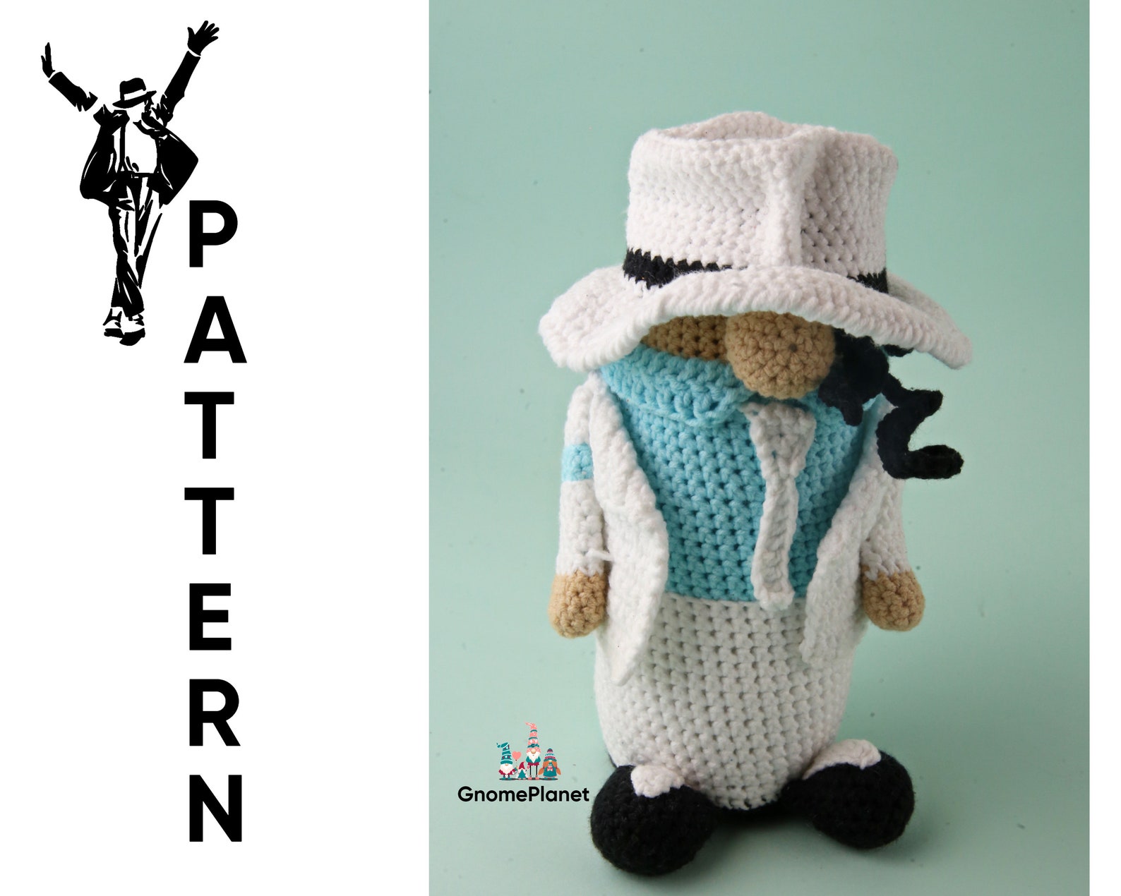 Crochet Michael Jackson Gnome Pattern, Amigurumi Moonwalker Gnome ...