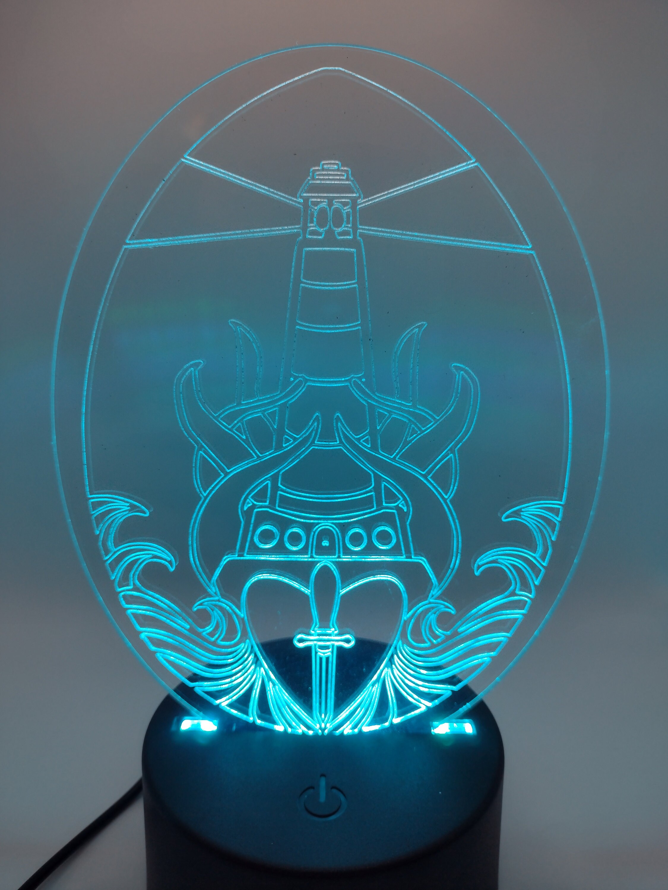 Lighthouse and Kraken Acrylic Sign With LED Light - Etsy
