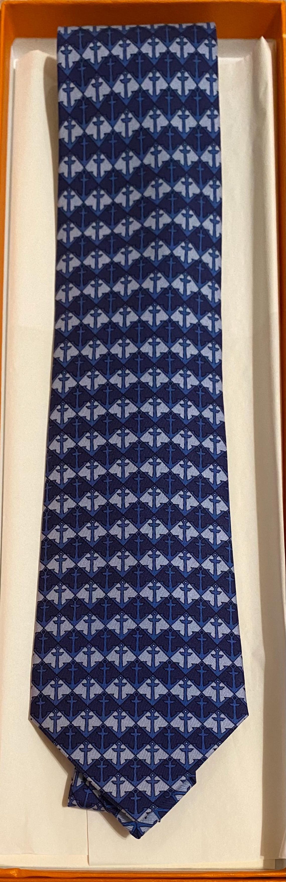 Hermes 7664 TA Blue Anchor 100% Silk Tie New in Box Without Tags - Etsy