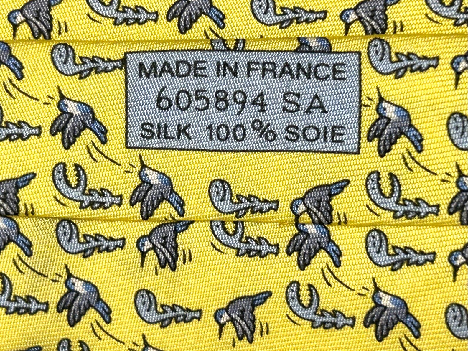 HERMES 605895 SA Yellow “bird” 100% Silk Tie New in Box Without Tags - Etsy