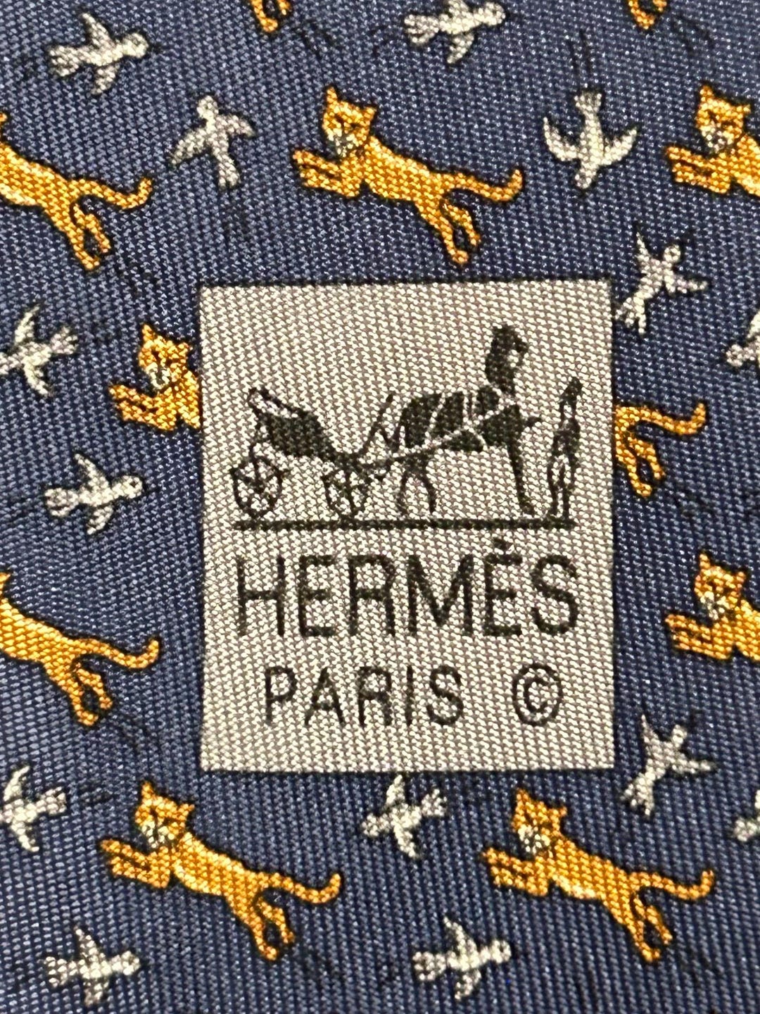 HERMES 625823 SA Blue simba and Bird 100% Silk Tie Lightly Used - Etsy