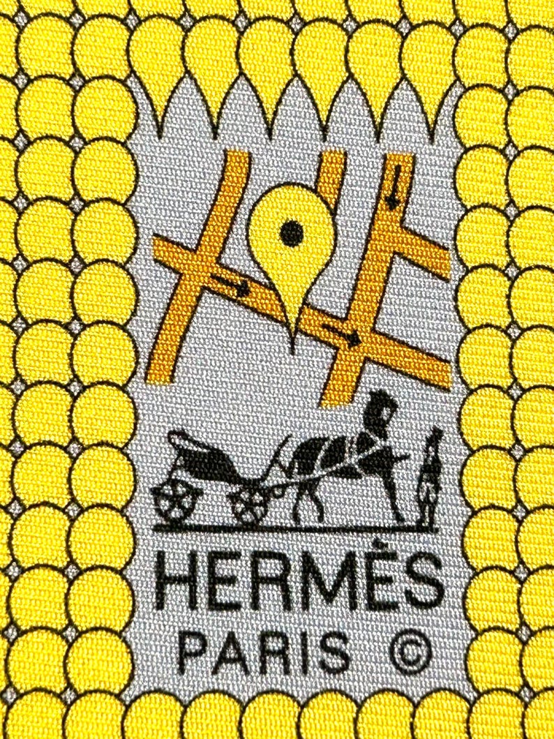 HERMES 645755 SA Yellow “google Map” 100% Silk Tie New in Box Without ...