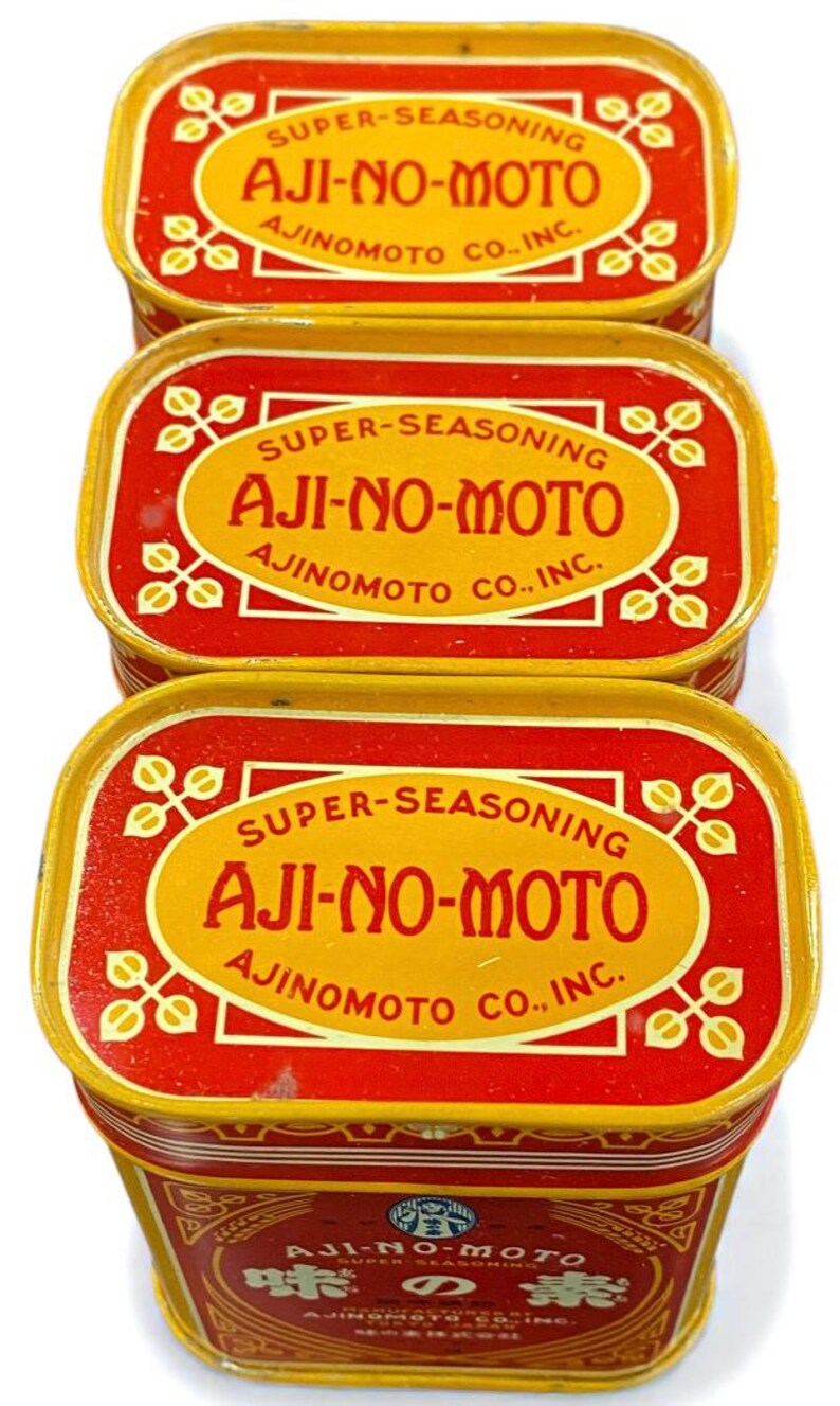 Vintage Rare Full Tin Can Ajinomoto Takeda Japan LOT of 3 Red Not Open ...