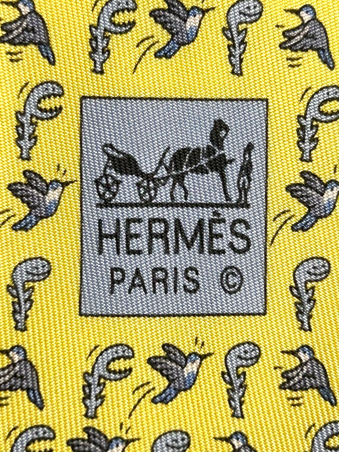HERMES 605895 SA Yellow “bird” 100% Silk Tie New in Box Without Tags - Etsy