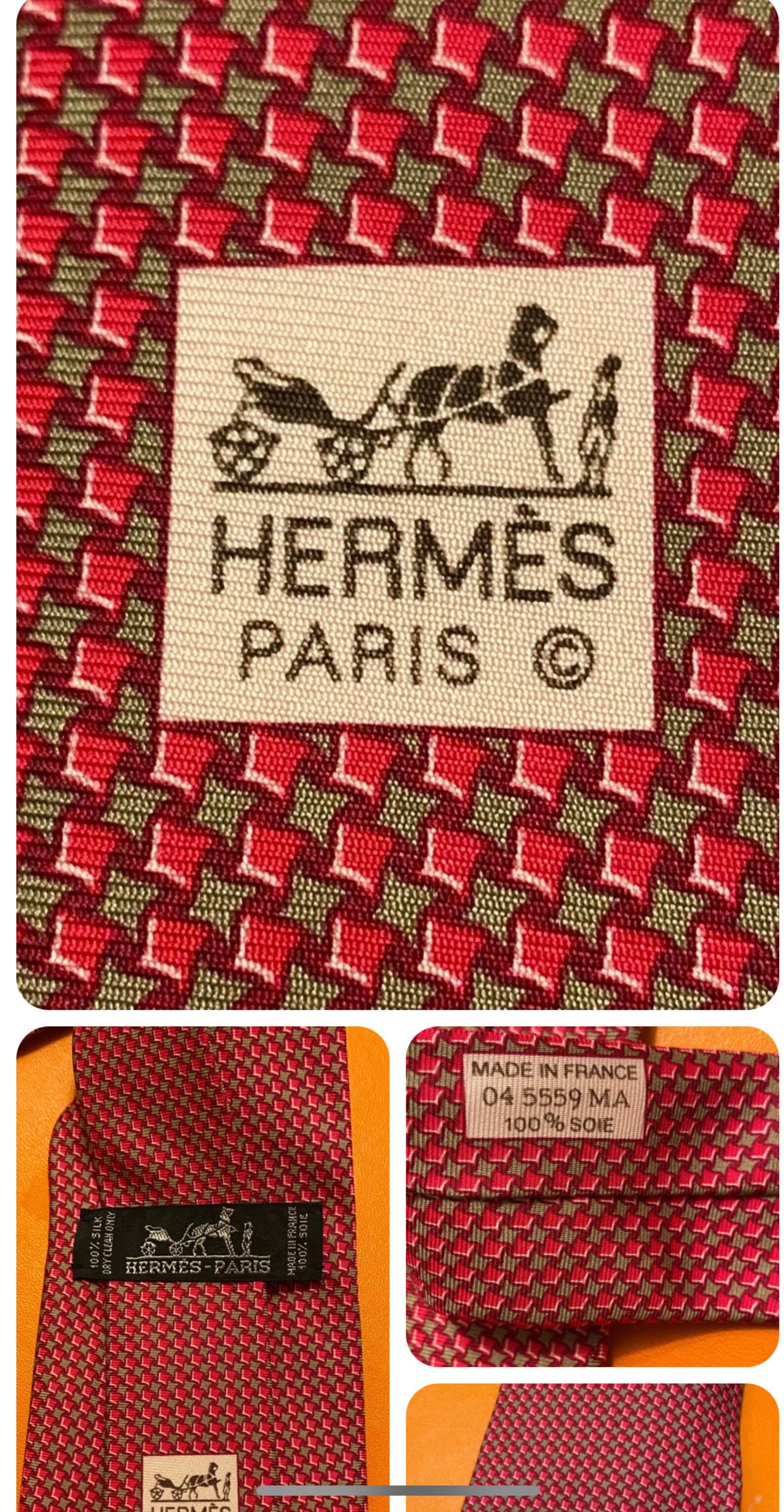 Hermes Red Geometric Patten 045559 MA Silk Tie New in Box Without Tag ...