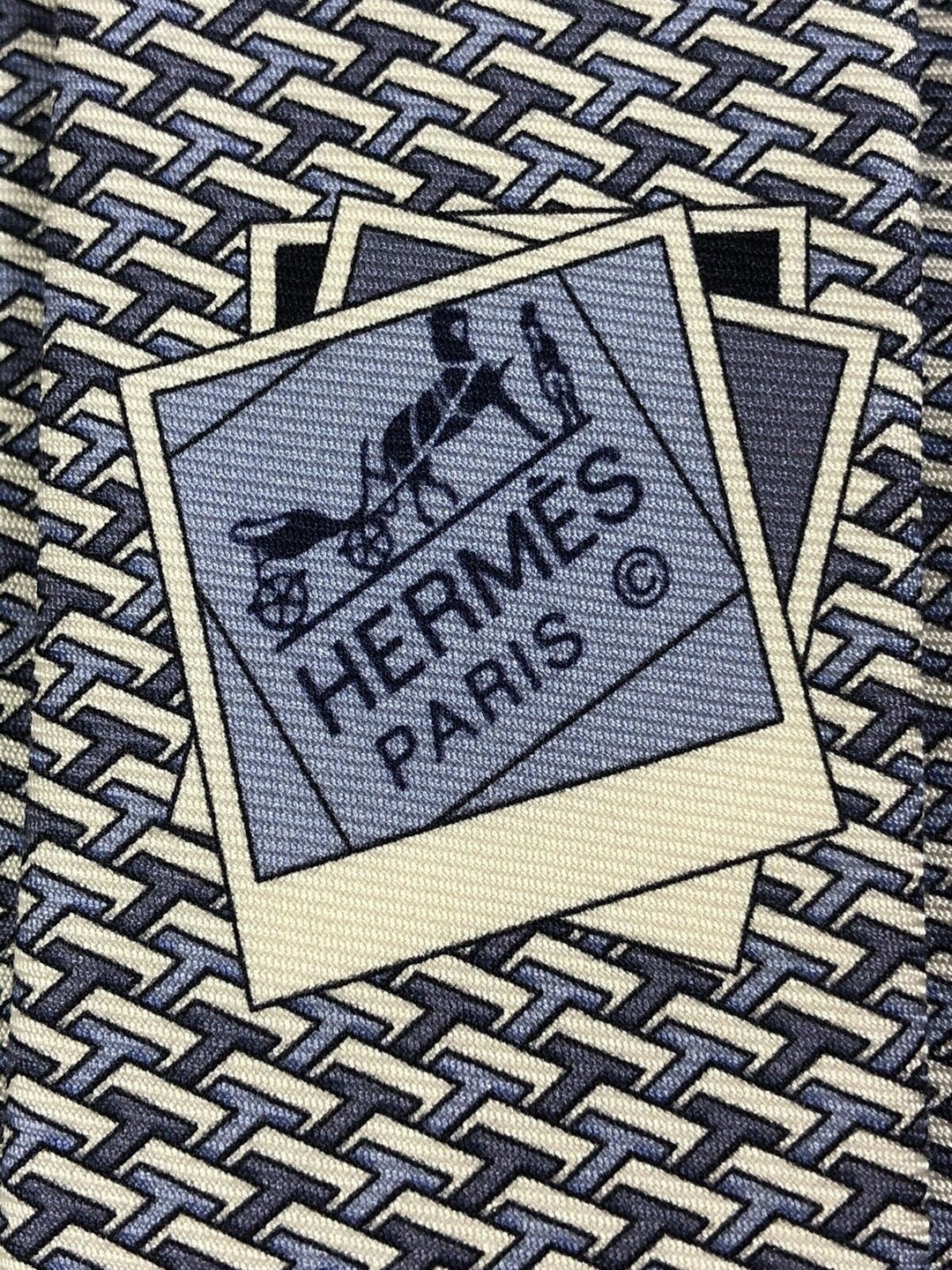 Hermes Tie 645913 SA polaroid Pattern 100% Silk New With Minor Defects ...
